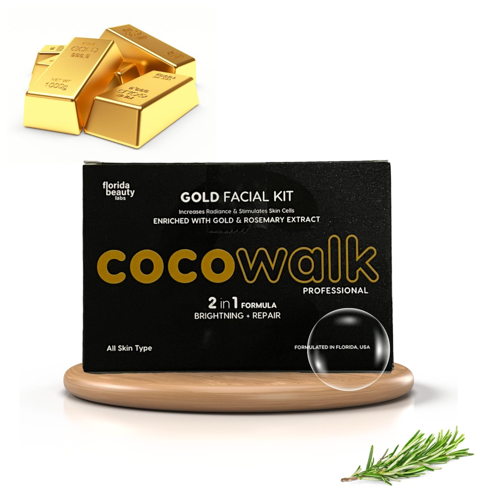 Cocowalk Professional Gold Facial|Brighten & Repair|Gold & Rosemary – Florida Beauty Labs